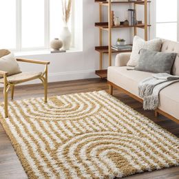 LIVABLISS Hochflor-Teppich »DUBAI« rechteckig 52 mm Höhe Shaggy Hochflorteppich, , Flauschiger, Boho Wohnzimmerteppich/Läufer braun Obermaterial:...