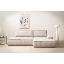 Home Affaire Ecksofa »SHERWOOD, Schlafsofa in L-Form offen (275cm), Cord, Leinenoptik« Schlaffunktion und Bettkasten, Kedernaht, hoher Sitz- &...