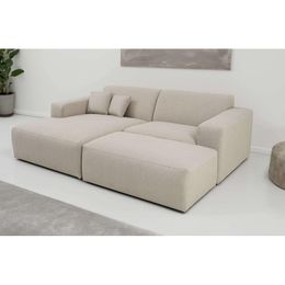 Inosign Ecksofa »Koa, 228cm, L-Form, Modulsofa, Webstoff, Cord, Struktur, Chenille« Designsofa, Set, Hocker inklusive, weicher Lounge-Sitzkomfort sand