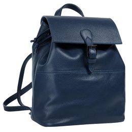 CLUTY Damen Cityrucksack echt Leder, Made in Italy blau B/H/T: 26cm x 31cm x 14cm, onesize