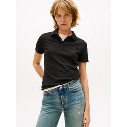 Tommy Jeans Damen Poloshirt &raquo;TJW SLIM ESSENTIAL POLO SS&laquo; mit Logostickerei schwarz S (36)