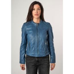 Mauritius Lederjacke »MWAdila« mitKapuze mit Stehkragen, Kapuze, betonter Schulterpartie blue 3XL