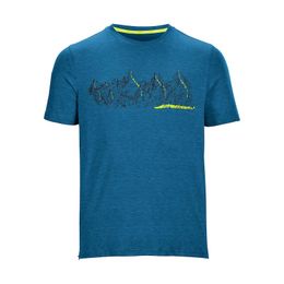 Killtec T-Shirt &raquo;MN TSHRT C&laquo; Schnelltrocknendes Herren T-Shirt mit Berg-Print und Melange-Optik blau L L Herren Funktions T-Shirt