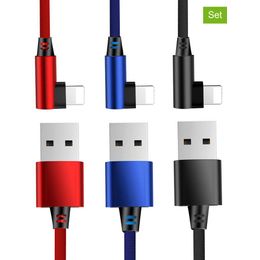 SmartCase 3er-Set: Lightning-Kabel in Rot/ Blau/ Schwarz - je (L)1 m - 60% | Technikzubehoer