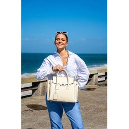 Victor & Hugo Paris Leder-Henkeltasche "Jane" in Creme - (B)36 x (H)35 x (T)24 cm - 78% | Damen-taschen