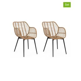 IDOMYA Essentials 2er-Set: Sessel "Cuba" in Hellbraun/ Schwarz - (B)51 x (H)80 cm - 70% | Sitzmoebel