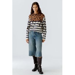Oui Pullover in Creme/ Camel/ Dunkelblau - 43% | Gr&ouml;&szlig;e 40 | Damen-pullover-cardigans