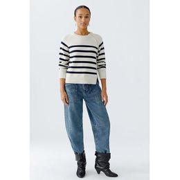 Oui Pullover in Wei&szlig;/ Dunkelblau - 66% | Gr&ouml;&szlig;e 38 | Damen-pullover-cardigans
