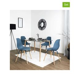THE HOME DECO FACTORY 4er-Set: Esszimmerstühle in Blau - (B)48,5 x (H)85,8 x (T)46 cm - 47% | Sitzmoebel
