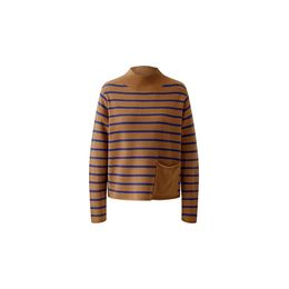 Oui Pullover in Camel/ Blau - 55% | Gr&ouml;&szlig;e 34 | Damen-pullover-cardigans