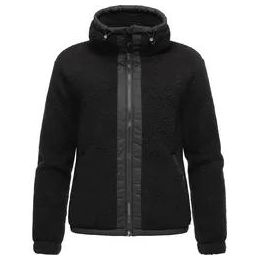 Sweatjacke Ragwear "Nordicka", Damen, Gr. XXL (44), schwarz, Fleece, Obermaterial: 100% Polyester. Innenfutter: 100% Polyester, l&auml;ssig geschnitten h&uuml;ftlang, hoch geschlossener Ausschnitt, &Auml;rmel ohne &Auml;rmelschlitz normaler Saum mit Gummizug, Sweatjacken Sweatjacke, Sportliche Kapuzenjacke mit Kunstleder-Elementen