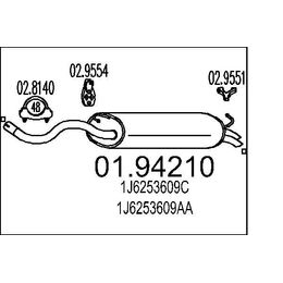MTS MARKENTECHNIKSERVICEGMBH & CO. KG MTS Endschalldämpfer für VW SEAT AUDI 1J6253609AA 1J6253609C 01.94210