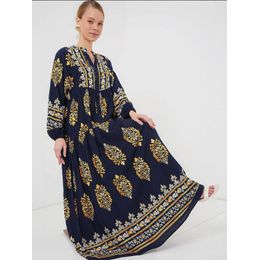 Bigdart Kleid Damen Gr&ouml;&szlig;e 40 marine / gelb / wei&szlig; Winterkleid