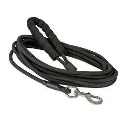 Petlando Trekking Leine rund mit Griff schwarz 5 m