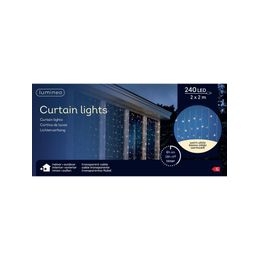 Lumineo Lichtervorhang CURTAIN LIGHTS 240 LED 2 x 2 m, transp. Kabel in warm wei&szlig; | Gr.: onesize