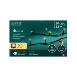 Lumineo Lichterkette BASIC 180 LED 13,5 m, schwarzes Kabel in Soft Gold | Gr.: onesize