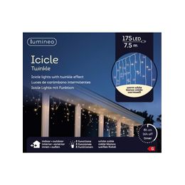 Lumineo Lichtervorhang ICICLE TWINKLE 175 LED 7,5 m, wei&szlig;es Kabel in warm wei&szlig; | Gr.: onesize