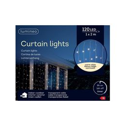 Lumineo Lichtervorhang CURTAIN LIGHTS 120 LED 1 x 2 m, transp. Kabel in warm wei&szlig; | Gr.: onesize