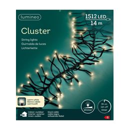 Lumineo Lichterkette Cluster 1512 LED 14 m, schwarzes Kabel in warm wei&szlig; | Gr.: onesize