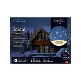 Lumineo Lichtervorhang ICICLE TWINKLE 119 LED 5 m, schwarzes Kabel in warm wei&szlig; | Gr.: onesize
