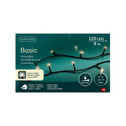 Lumineo Lichterkette BASIC 120 LED 9 m, schwarzes Kabel in warm weiß | Gr.: onesize