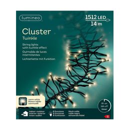 Lumineo Lichterkette CLUSTER TWINKLE 1512 LED 14 m, schwarzes Kabel in warm weiß | Gr.: onesize