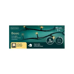 Lumineo Lichterkette BASIC 40 LED 3 m, schwarzes Kabel in Soft Gold | Gr.: onesize