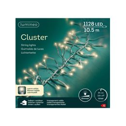 Lumineo Lichterkette Cluster 1128 LED 10,5 m, transparentes Kabel in warm weiß | Gr.: onesize