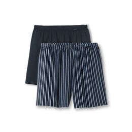 Calida Web-Boxershorts 2er Pack in Weiß/Dunkelblau | Gr.: M