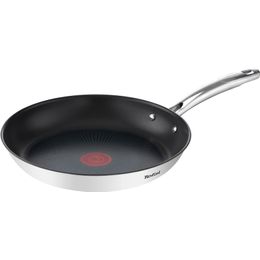 Bratpfanne Tefal "Duetto+, langlebige Antihaftversiegelung, Thermo-Signal", schwarz (schwarz, edelstahl), B:25,4cm H:5cm L:43cm Ø:24cm, Pfannen, Premium Edelstahl, Induktionspfanne, für alle Herdarten geeignet