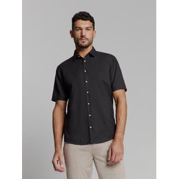 Langarmhemd NO EXCESS "NO EXCESS Linnen shirt", Herren, Gr. L, Normalgrößen, schwarz, 55% Leinen, 45% Baumwolle, regular fit, Hemden
