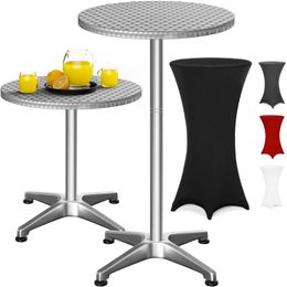 Casaria Stehtisch Silber 115x60cm + Stehtischhusse Schwarz Ø60cm