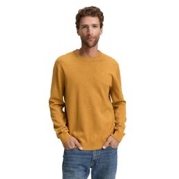Rundhalspullover Tom Tailor, Herren, Gr. XL, mustard melange, Strick, Obermaterial: 100% Baumwolle, regular fit, Rundhals, Bündchen, Pullover, mit Logostickerei