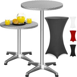 Casaria Stehtisch Silber 115x60cm + Stehtischhusse Grau Ø60cm
