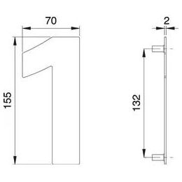 edi Hausnummer Ziffer 1 VA ma 150mm B.70mm - 2501/0000/00