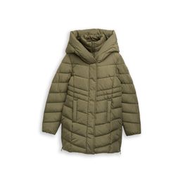 Tom Tailor Damen Puffer-Mantel im 2-in-1-Look, grün, Uni, Gr. XXL