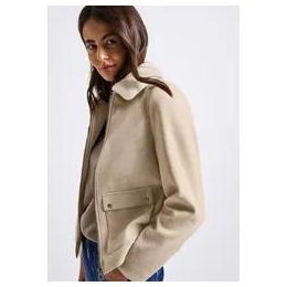 Kurzjacke Street One, Damen, Gr. 42, beige (soft sand meliert), Web, Obermaterial: 90% Polyester, 10% Viskose. Futter: 100% Polyester, bequem h&uuml;ftlang, ohne B&uuml;ndchen, Jacken Kurzjacke, Abnehmbarer Kragenbesatz, Topseller
