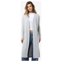 Strickjacke Noisy may "NMCITY L/S LONG CARDIGAN NOOS", Damen, Gr. M, grau (light grau melange), Strick, Obermaterial: 97% Polyester, 3% Elasthan, unifarben, kniebedeckend, Rundhals, B&uuml;ndchen, Strickjacken Strickjacke, Kunstfaser