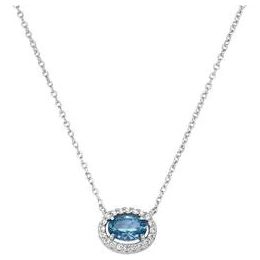 Collier "Ziersteine, Zirkonia wei&szlig;, Silber 925", blau, Giorgio Martello MILANO, Halsketten, Damen, 45cm, Silber 925 (Sterlingsilber), Collier