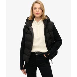 Superdry Damen Gesticktes Abzeichen Hybrid Jacke, Schwarz - Gr&ouml;&szlig;e: 42 208221850066802A020