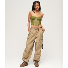Superdry Damen Weit Geschnittene Parachute Hose Braun - Gr&ouml;&szlig;e: S/M 21236315001478MB095