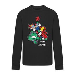 ABSOLUTE CULT Shirt 'Avengers - Happy Holidays' Jungen Größe 134/140 grün / rot / schwarz / weiß