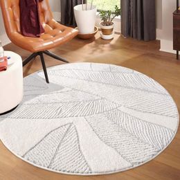 Teppich Carpet City "LOUNGE 0629", grau, H:15mm Ø:120cm, Obermaterial: 100% Polyester, Teppiche, Kurzflor-Teppich Modern, Hoch-Tief-Struktur, Wohnzimmer, Schlafzimmer