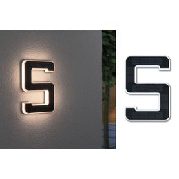 LED Au&szlig;en-Wandleuchte Paulmann "Solar Hausnummer", schwarz, B:16cm H:23cm T:3cm, Leuchten, LED-Modul, Hausnummern, Buchstaben w&auml;hlbar, Akku wechselbar