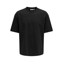 Only & Sons Rundhalsshirt ONLY & SONS "ONSCASPIAN AUT SS TEE", Herren, Gr. XL, schwarz, Jersey, Obermaterial: 61% Baumwolle, 22% Elastomultiester, 17% Polyester, unifarben, normal normal, Rundhals, Shirts