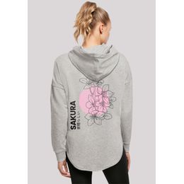 Kapuzenpullover F4NT4STIC "Sakura Japan Grafik", Damen, Gr. S, grau, Obermaterial: 100% Baumwolle, oversize, Pullover, Print