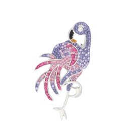 Brosche Vivance "Flamingo", silber (silber 925), Broschen, Damen, Silber 925 (Sterlingsilber), mit Swarovski-Elements