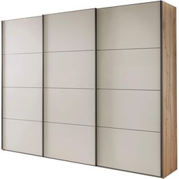 Schwebetürenschrank Wiemann "Phoenix, Made in Germany, modernes Design, Highlight, Blickfang", bianco, eiche, nachbildung, B:223cm H:236cm T:67cm, Schränke, maximaler Staurraum, inkl.Einlegeböden, Wäscheböden u. Dämpfer