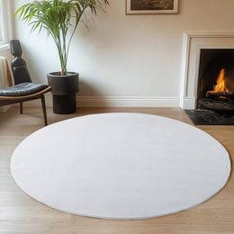 Teppich Ayyildiz Teppiche "JOY 1400", wei&szlig;, H:11mm &Oslash;:80cm, Polyester, Teppiche, Teppich, uni Kurzflor, Wohnzimmer, viele Gr&ouml;&szlig;en