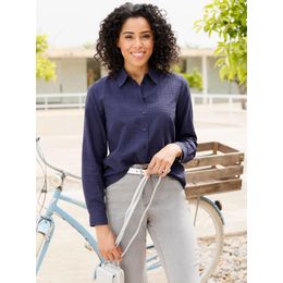 Langarmbluse Classic Basics, Damen, Gr. 38, blau (marine), 100% Baumwolle, unifarben, Blusen
